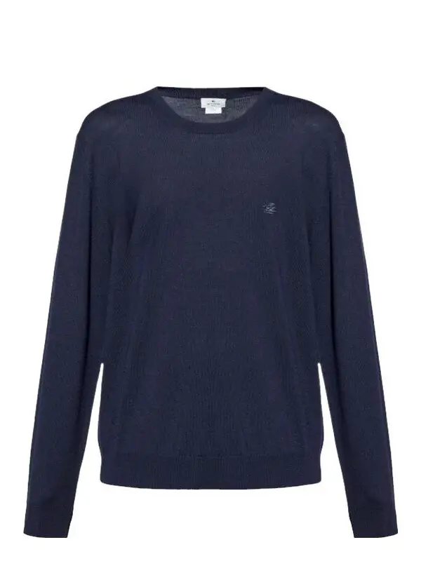Etro Logo Embroidered Knitted Jumper - Navy Blue