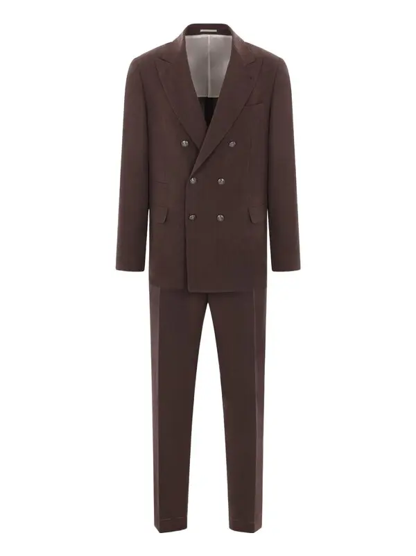 Brunello Cucinelli Double Breasted Two-piece Tailored Suit - Brown