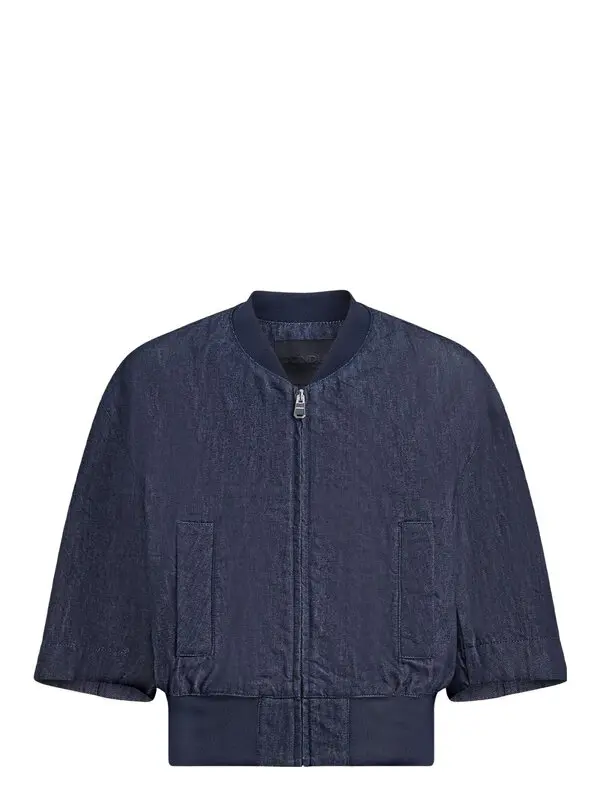 DONDUP Cropped Zip-up Denim Jacket With Ribbed Collar And Hem - Blue