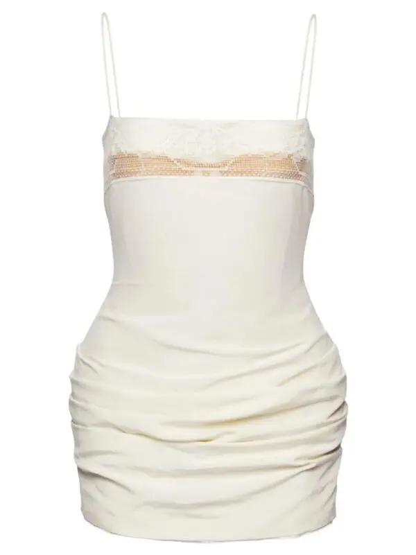 Magda Butrym Draped Lace-trim Mini Dress - Cream