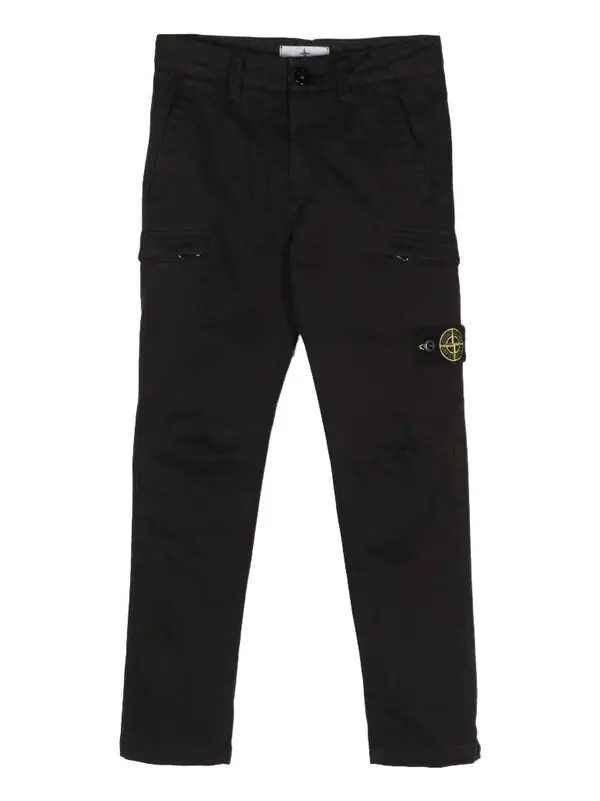 Stone Island Cotton Cargo Trousers - Black