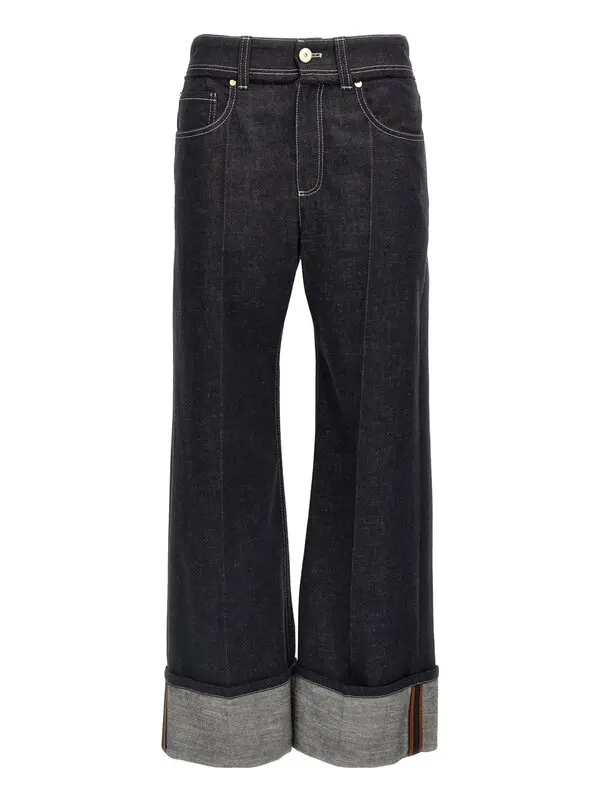 Brunello Cucinelli High-waisted Turn-up Brim Jeans - Black