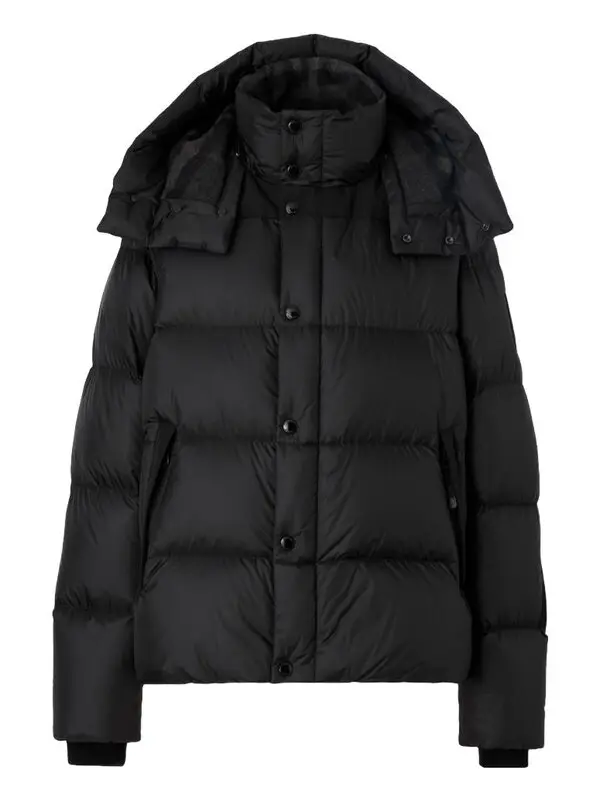 Burberry Logo Patch Hooded Puffer Jacket - Black