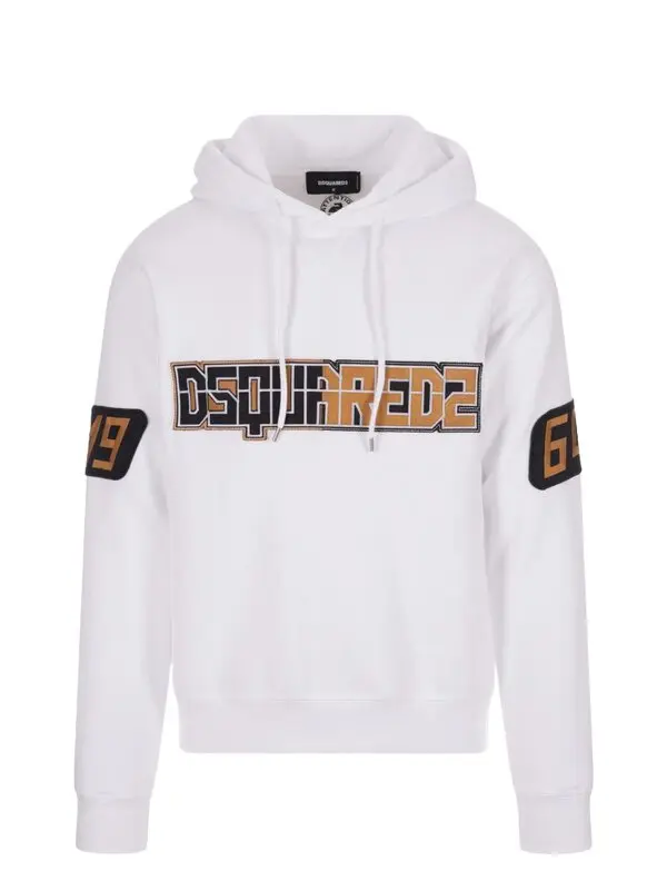 Dsquared2 Logo Detail Drawstring Hoodie - White
