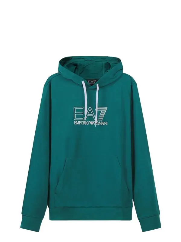EA7 Logo Pattern Hoodie - Green