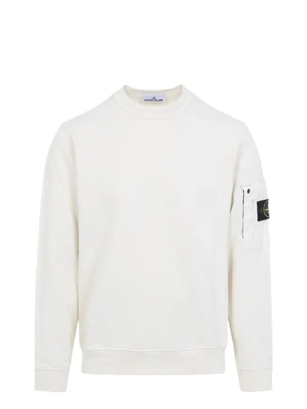 Stone Island Logo Patch Crewneck Sweatshirt - Ivory