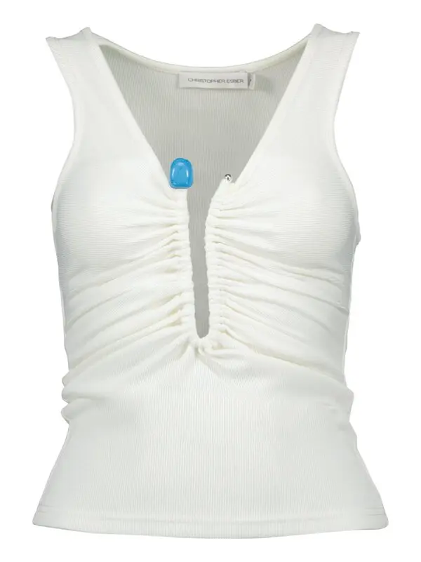 Christopher Esber Sleeveless Embellished Tank Top - White