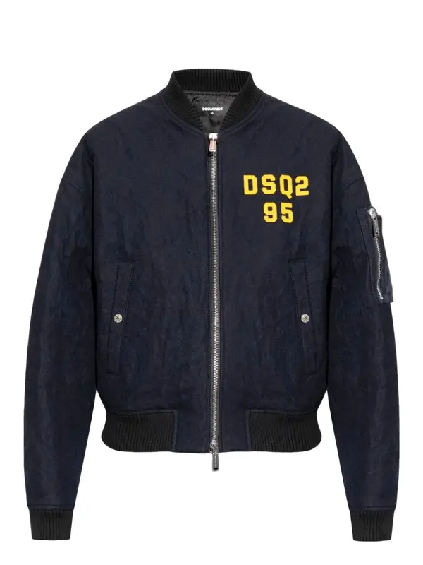 Dsquared2 Logo Patch Bomber Jacket - Navy Blue