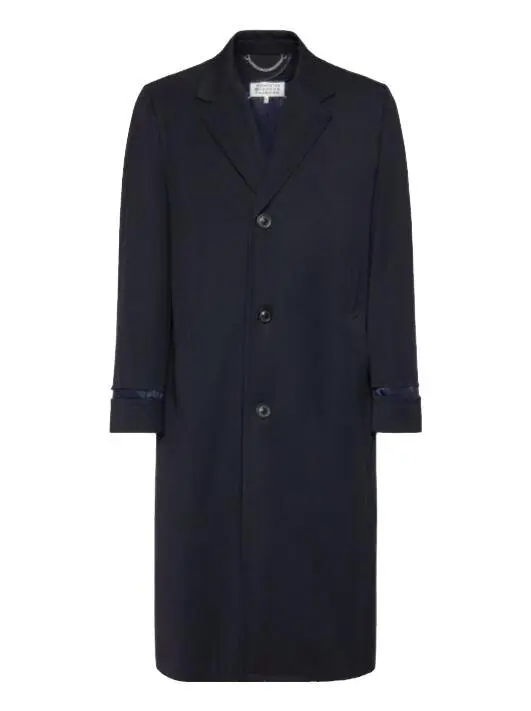 MAISON MARGIELA Single-breasted Virgin Wool Coat - Dark Blue