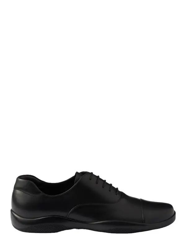 Prada Round Toe Lace-up Sneakers - Black