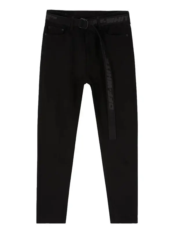 Off-White Belted Slim-fit Jeans - Black