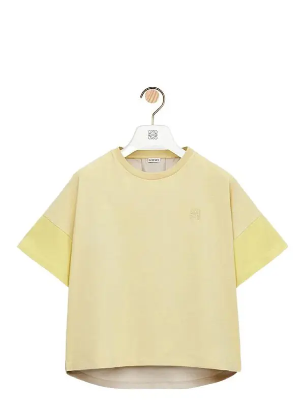 Loewe Anagram Embroidered Panel T-shirt - Light Gray/light Citrine