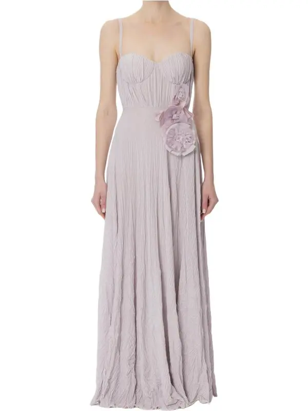 Elisabetta Franchi Sleeveless Floral Embellished Maxi Dress - Quartz