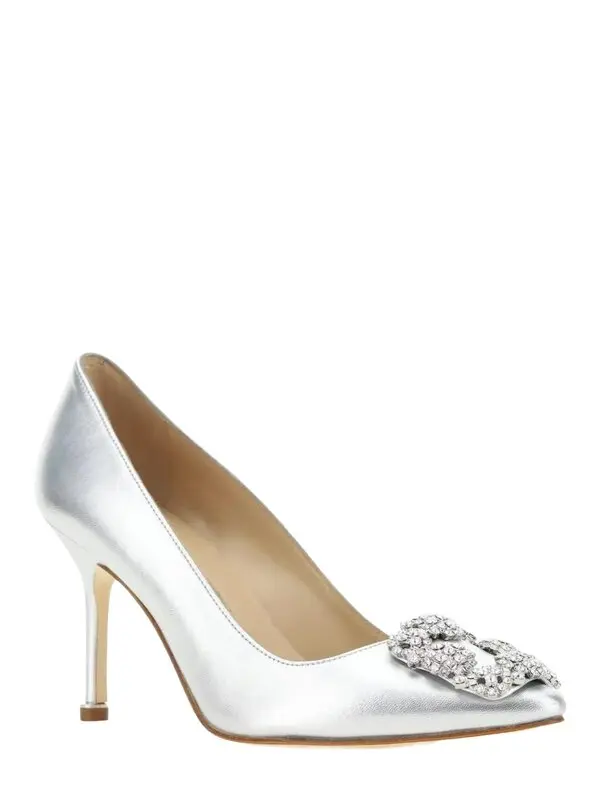 Manolo Blahnik Embellished Pointed High Heels - White