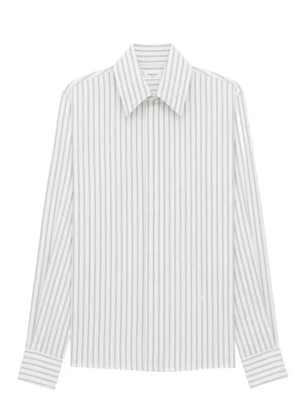 Saint Laurent Cassandre Shirt In Striped Cotton - No