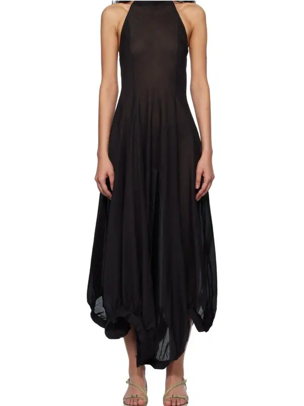 Gimaguas Halterneck Maxi Dress With Bubble Skirt - Black