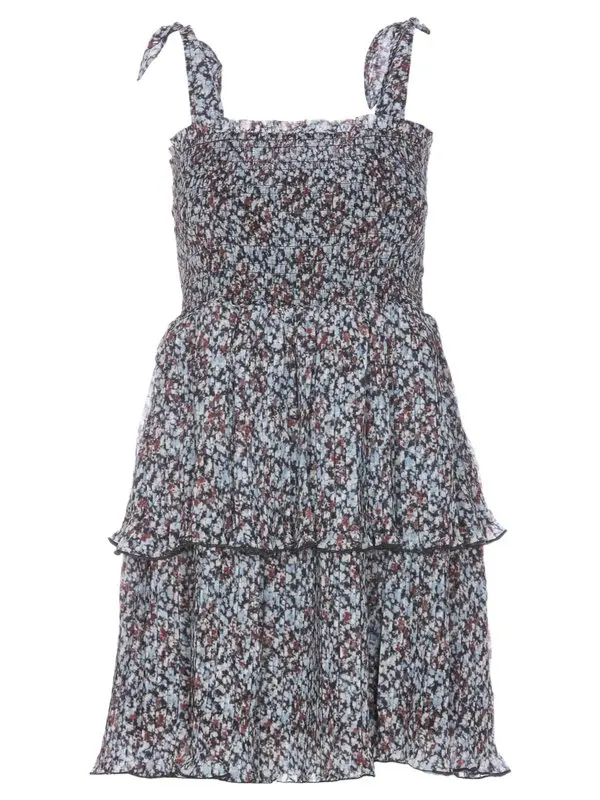 GANNI Patterned Layered Dress - Phantom Black