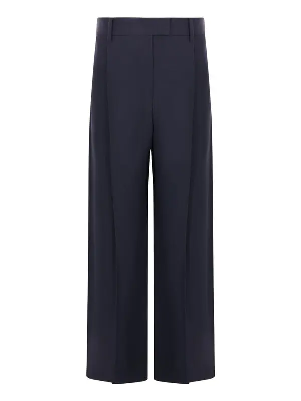 Brunello Cucinelli Fluid Twill Loose Pleated Trousers - Blue