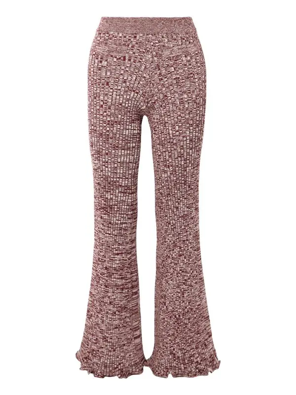 Rabanne Ribbed Knit Flare Pants - Red