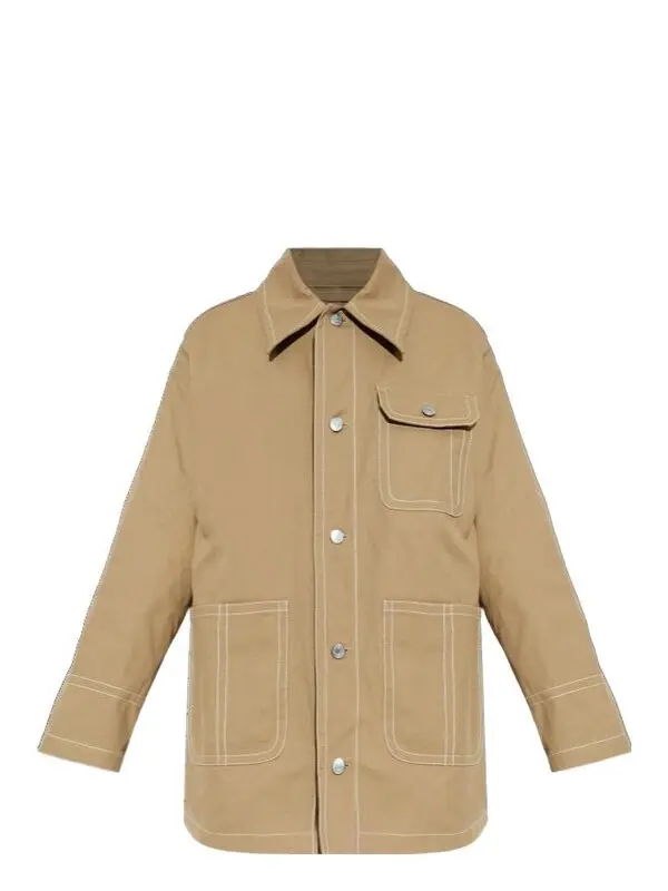 Ami Logo Patch Buttoned Jacket - Nude