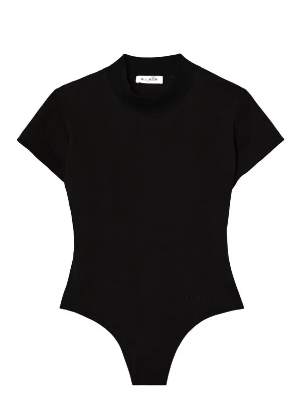 Alaïa Embroidered Jersey Bodysuit - Black