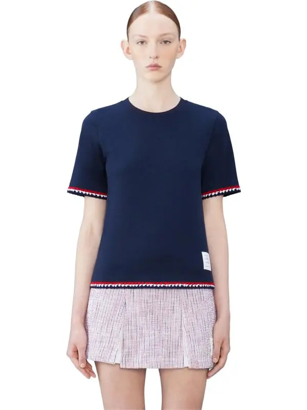 Thom Browne Rwb-stripe Crewneck T-shirt - Navy Blue