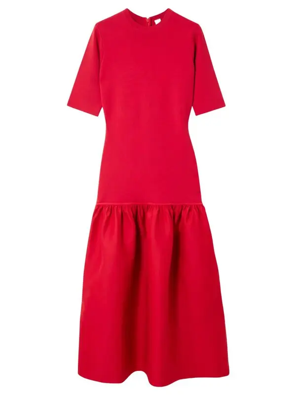 TOTEME Twinflower Gathered Midi Dress - Red