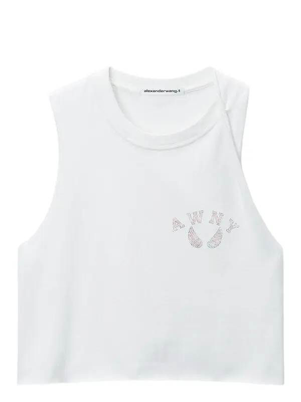 Alexander Wang Logo-print Cotton Muscle Tank - White