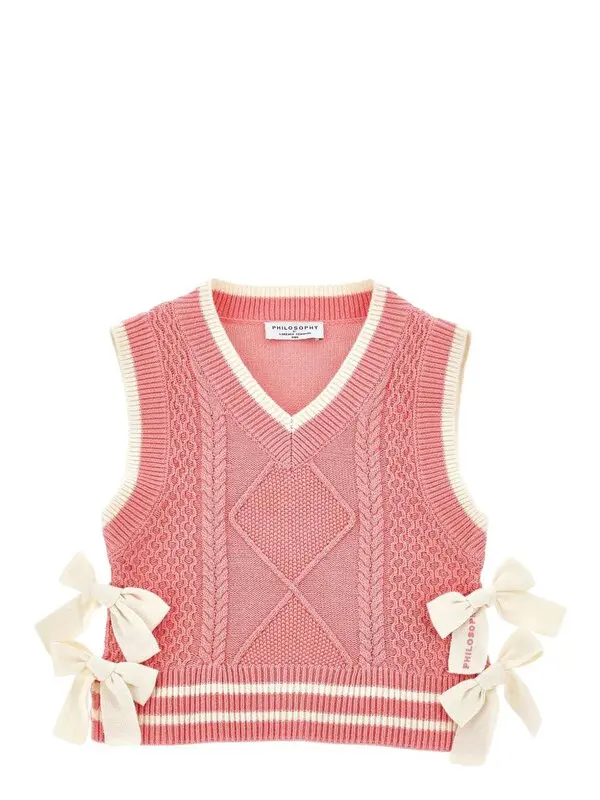 Philosophy Di Lorenzo Serafini Bow Cable-knit Vest - Pink