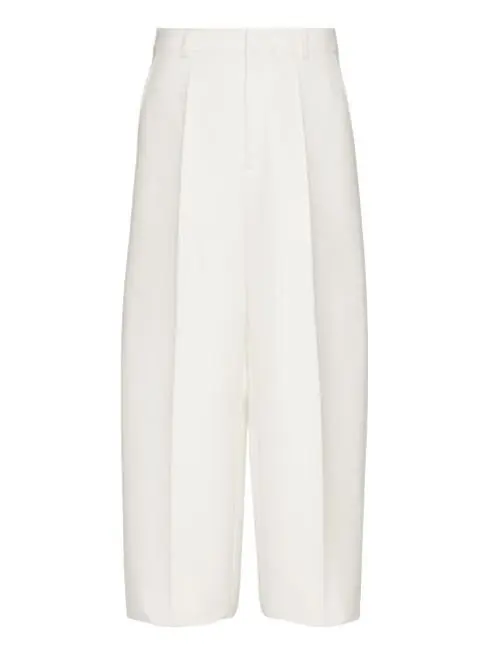 Valentino Garavani Pleated Cropped Tailored Pants - Ivory