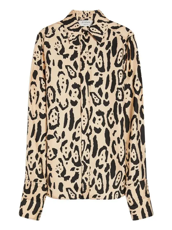 Sportmax Animal Print Long Sleeve Shirt - Camel