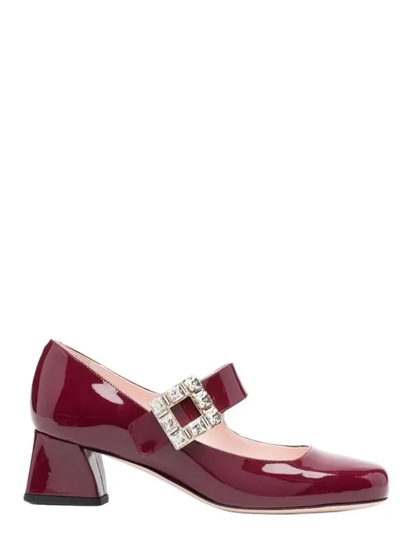 ROGER VIVIER Embellished Square Toe Mary Jane Heels - Red