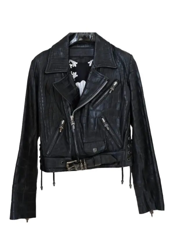 Chrome Hearts Long-sleeved Leather Jacket - Black