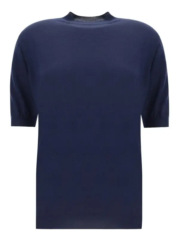 Bottega Veneta Logo Embroidered Knitted Top - Black