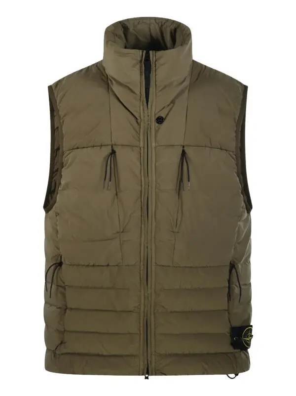 Stone Island Quilted Stand Collar Gilet - Green
