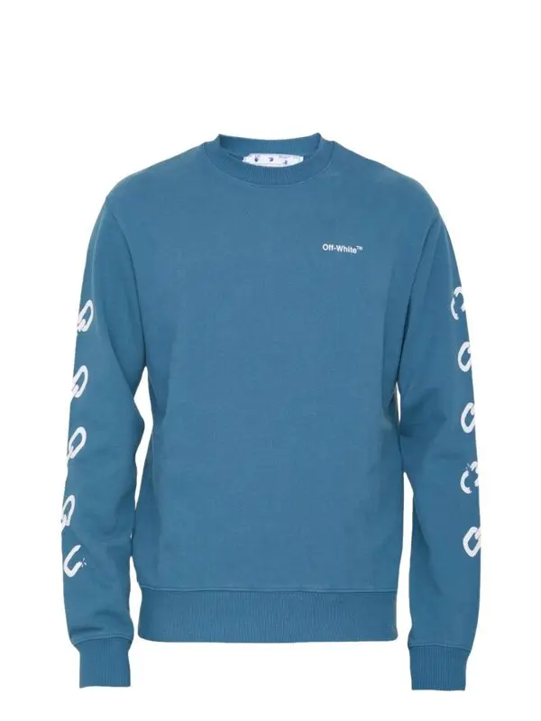 Off-White Chain Arrows Print Crew Neck Sweatshirt - Blue