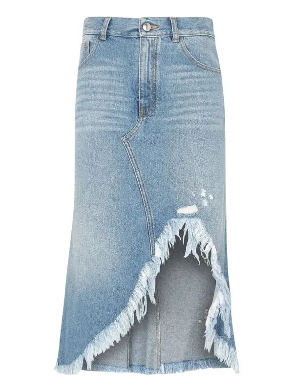 Chloé Asymmetric Denim Midi Skirt - Blue