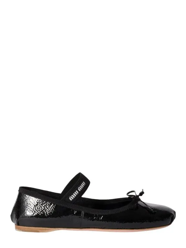 Miu Miu Patent Leather Ballerinas With Bow Detailing - Black