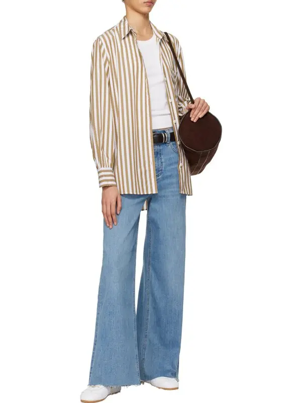RAG  BONE Rag & Bone Logo Patch Wide Leg Jeans - Blue