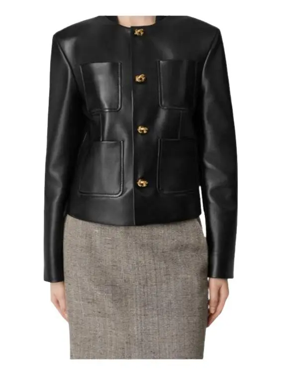 Bottega Veneta Knot Detailed Leather Blouson - Black