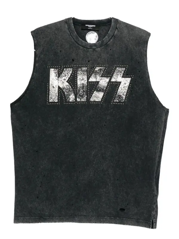 Dsquared2 X Kiss Crewneck Studded Tank Top - Grey