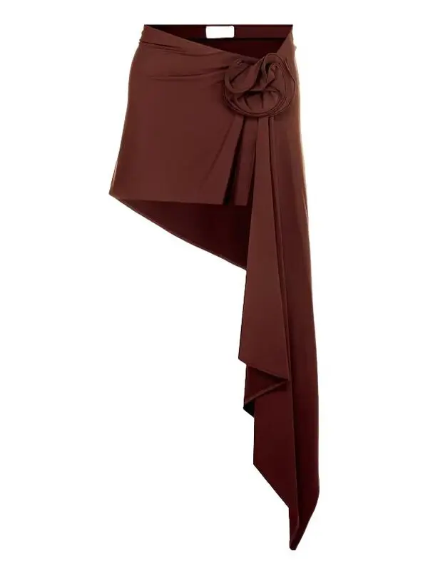 Magda Butrym Floral Appliqué Draped Mini Skirt - Brown