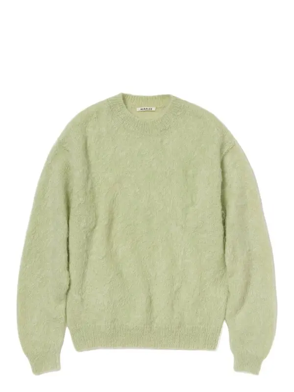 Auralee Brushed Mohair Knit Jumper - Light Khaki