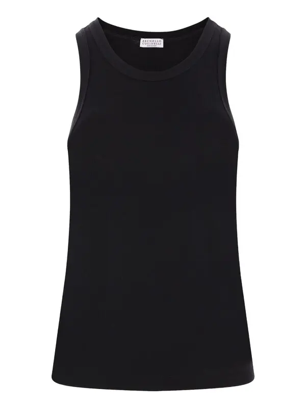 Brunello Cucinelli Embellished Round Neck Tank Top - Black