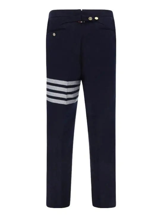 Thom Browne Four-bar Stripe Detail Flannel Trousers - Navy Blue