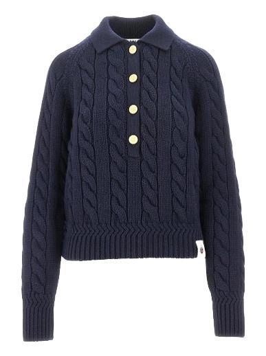 Bally Logo Patch Cable Knit Buttoned Jumper - No