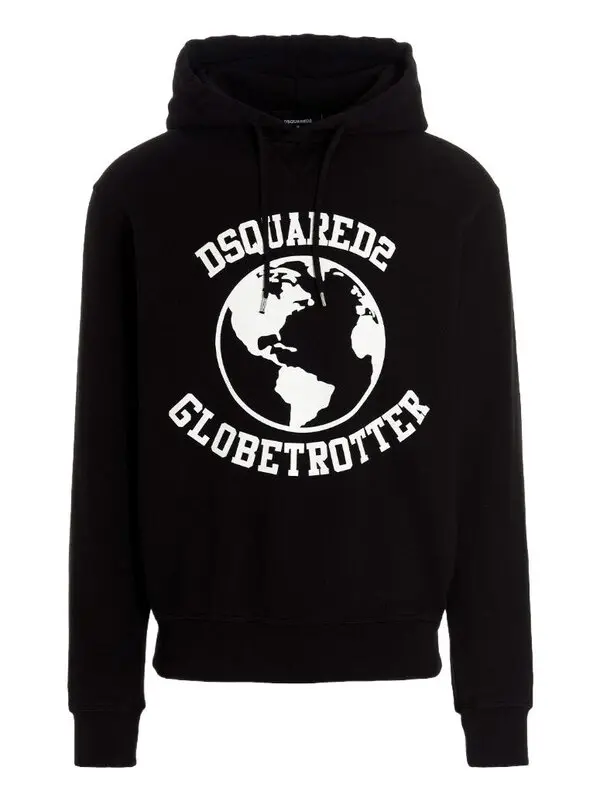 Dsquared2 Globetrotter Logo Hoodie - Black