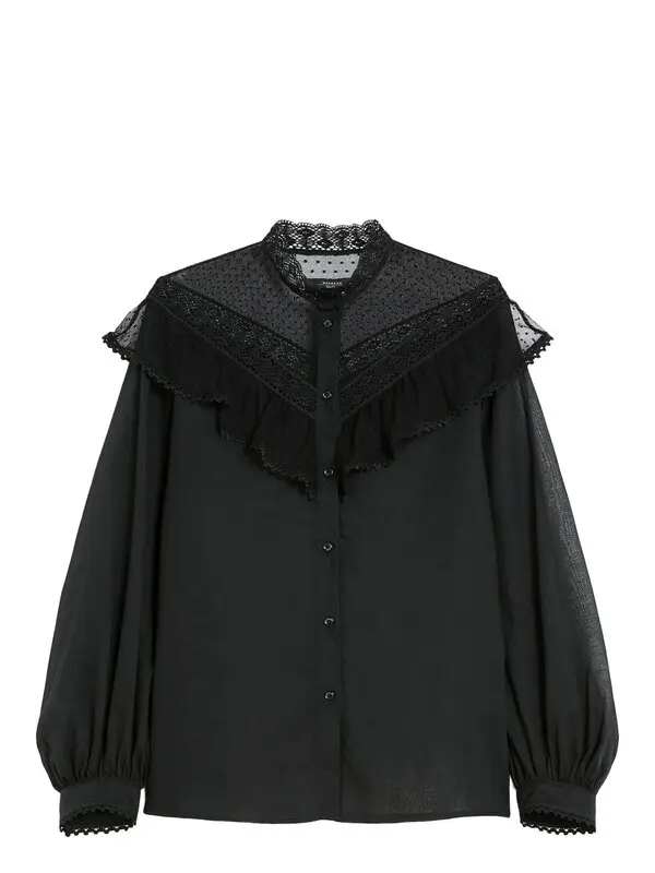 Max Mara Lace Button-up Top - Black
