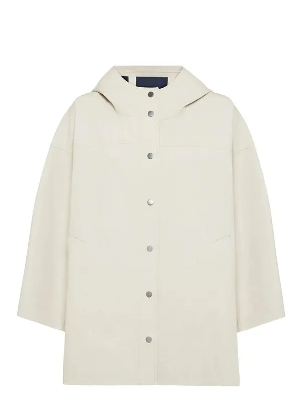 Brunello Cucinelli Hooded Cape-sleeved Jacket With Buckle Detail - White