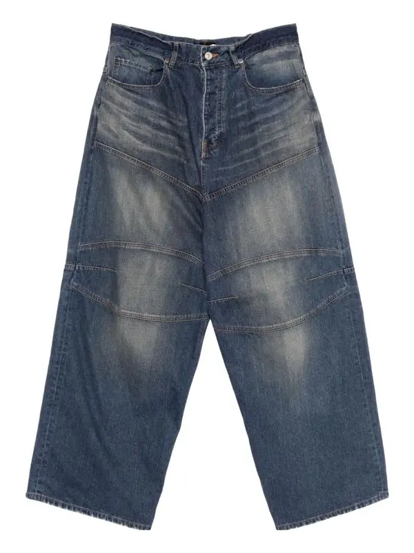 Balenciaga Logo Patch Baggy Jeans - Indigo Blue